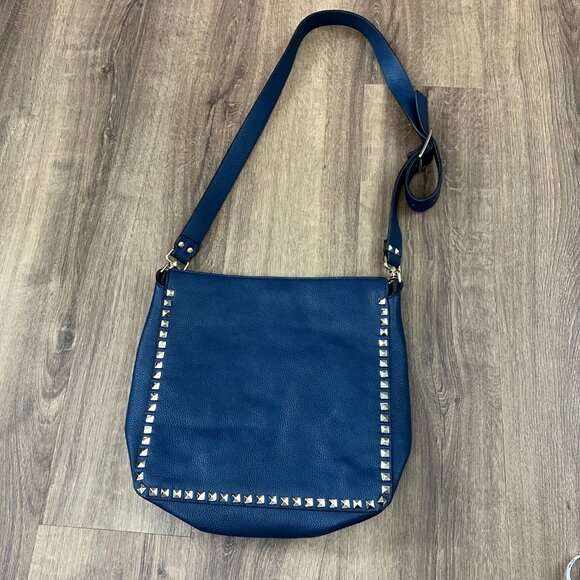 INZI | Bags | Inzi Rockstud Hobo Messenger Crossbody Bag Navy | Poshmark
